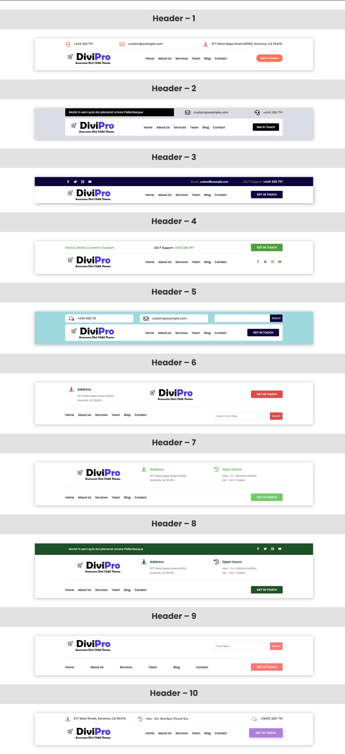header and footer design example